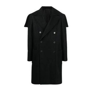 Balmain Wollmischung Mantel mit doppelreihiger Knopfleiste - - Coats - Herren - Schwarzk - L