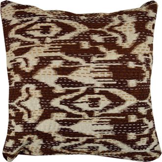 Guru Shop Kissenh&uuml;lle Ikat, Kissenbezug, Zierkissenh&uuml;lle, Dekokissenh&uuml;lle, Ethno Kissenh&uuml;lle - Braun, Baumwolle, 40x40x0 cm