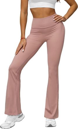 OZONEE Damen Schlag Leggings Schlaghose Flared Leggins Bootcut Yoga Yogahose Lang Sportleggings Baumwolle Blickdicht High Waist H&uuml;fthoch Hohe Taille JS/17K58