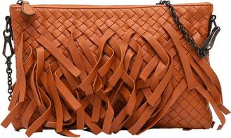 Bottega Veneta Hobo Bags - Nappa Intrecciato Palio Fringe Chain Crossbody - Gr. unisize - in Orange - f&uuml;r Damen