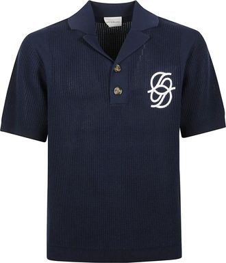Dr&ocirc;le de Monsieur Homme, Pulls, Bleu, Taille: M Polo Maille Monogramme