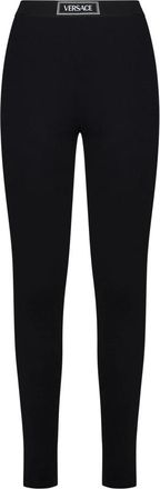 Versace Femme, Pantalons, Noir, Taille: 36 FR Leggings avec logo &agrave; la taille