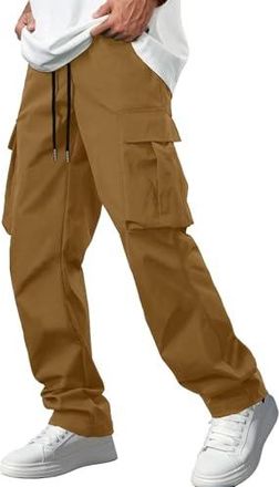 Generic Pantalon de jogging pour homme Pantalon cargo d&eacute;contract&eacute; confortable Taille &eacute;lastique L&eacute;ger Respirant V&ecirc;tements de travail dext&eacute;rieur Pantalon utilit