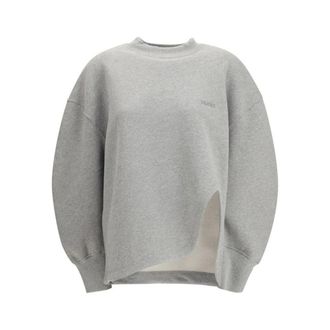 The Attico Femme, Sweatshirts et sweats &agrave; capuche, Gris, Taille: 34 FR SweaT-shirt en coton avec finitions c&ocirc;tel&eacute;es et col rond