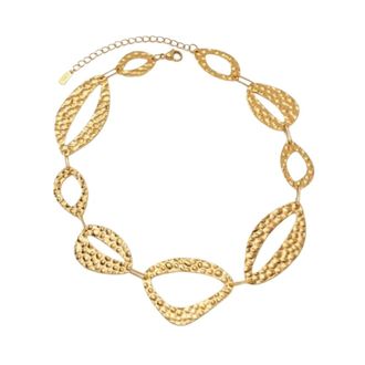 Dansk Copenhagen Ragna Waterproof 18K Gold Plated Original Necklace - Hammered Stainless Steel - Femme - Accessoires - Jaune - Taille: ONE Size
