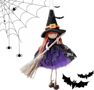 Generic Petite de sorci&egrave;re dhalloween - Pendentif de d&eacute;coration dhalloween | de sorci&egrave;re de Cuisine pour la Chance | D&eacute;coration &agrave; Suspendre avec Balai | Figur
