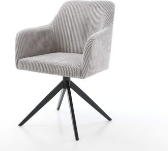 DELIFE Esszimmerstuhl Greg-Flex Cord Silbergrau Kreuzgestell breit Schwarz Taschenfederkern, Esszimmerstühle