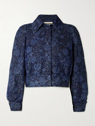 Dries Van Noten Verk&uuml;rzte Jeansjacke - Blau