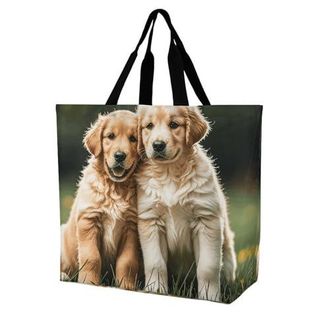 Generic Chiots Golden Retriever Animaux De Compagnie Sac A Main Femme Pliable Sacs De Courses Grand Sac Fourre-Tout Pour Plage Gym Universit&eacute;