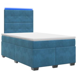 vidaXL Letto Box Spring Con Materasso Blu 120 X 190 Cm Velluto Vidaxl