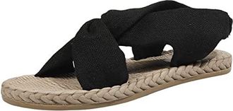 Generic Sandales plates transparentes pour femme - En toile solide - À enfiler - Style décontracté - Bout ouvert - Fond souple - Respirantes - Sandales décont