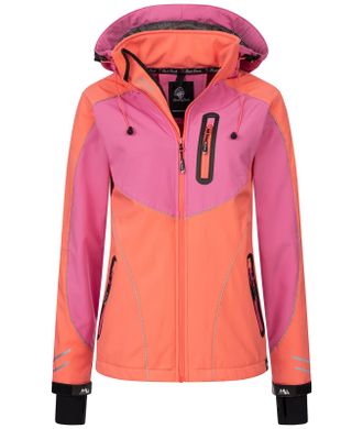 Rock Creek Damen Softshell Jacke Windbreaker Regenjacke &Uuml;bergangsjacke Softshelljacke Damenjacke Regenmantel Outdoorjacke Kapuze D-464 Coral 3XL