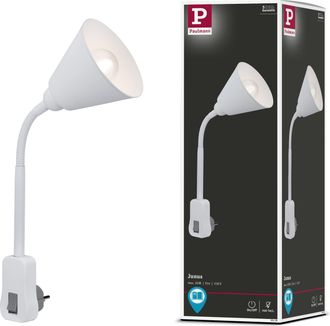 Paulmann 95428 Steckerleuchte Junus mit Flexarm max. 20 Watt Lampe Weiß Metall, Kunststoff Licht E14 ohne Leuchtmittel