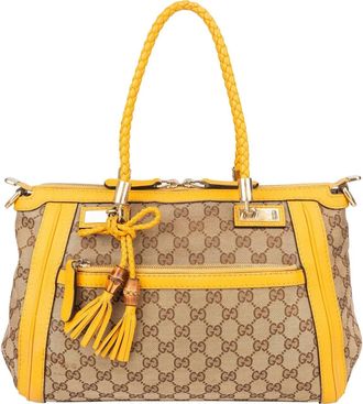 Gucci Crossbody Bags - Gucci GG Monogram Bamboo Handbag - Gr. unisize - in Braun - f&uuml;r Damen