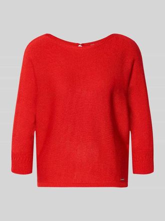 More & More Strickpullover mit U-Boot-Ausschnitt und Label-Detail
