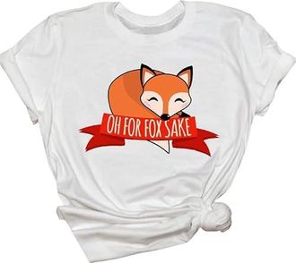 Keephen Kawaii Renard Animaux T-Shirt Femmes Animal Renard Amoureux Impression 3D Manches Courtes Tops Nature For&ecirc;t Vie Sauvage Col Rond Blouse Tees