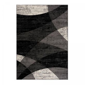Jadorel Tapis salon et chambre 80x150 noir rectangle tiss&eacute; motif g&eacute;om&eacute;trique faldo