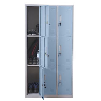 Mendler Schlie&szlig;fach Boston T829, Schlie&szlig;fachschrank Wertfachschrank Spind, Metall 9 F&auml;cher - blau