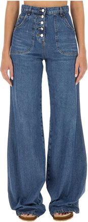 Etro Femme, Jeans, Bleu, Taille: W27 Jean &Eacute;vas&eacute; avec Broderie