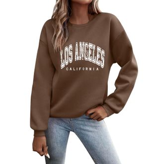 Generic Pullover Damen Sweatshirt Briefe Drucken Langarm Rundhals Pulli Winter Frauen Buchstaben Druck Locker Casual Oberteil Sport Streetwear Sweatshirts ohn