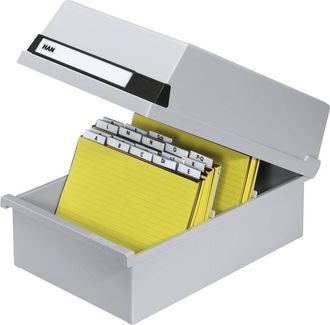 Han Karteik&auml;sten f&uuml;r 1300 Karteikarten lichtgrau Kunststoff A5q