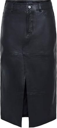 Vero Moda Y.A.S Yasmina HMW Jupe Longue en Cuir Noos, Noir, L