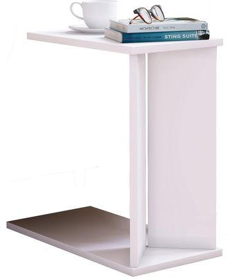 VCM Holz Beistelltisch | Couchtisch schlicht | Maße ca. H. 49 x B. 25 x T. 50 cm | Wohnzimmertisch mit Zwei Fächern | Kaffeetisch - Nachto M