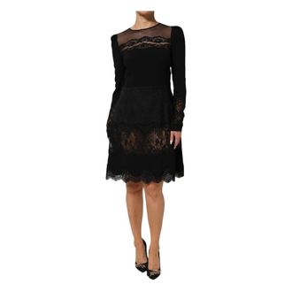 Dolce & Gabbana Floral Lace Trim Sheath A-line Kleid - - Dresses - Damen - Schwarzk - L