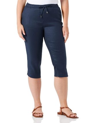 Raphaela by Brax Damen Philippa Leinen Stretch Capri, Marineblau, 27W x 30L
