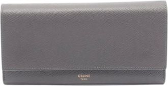 Celine Pre-owned Large Flap Wallet Leather Long Wallet - Femme - Pre-owned - Gris - Taille: ONE Size