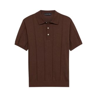 Brooks Brothers Homme, Pulls, Brun, Taille: L Cotton Linen Knit-Polo