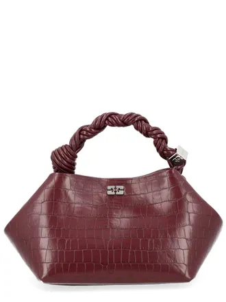 Ganni Womens Bag Bou Bordeaux Recycled Leather Handbags Hand