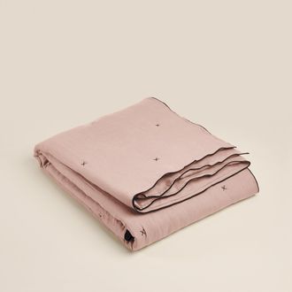 Madura Couvre-Lit Matelassé Carlina Rose poudré et bourdon noir - ROSE