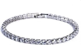Generic Bracelets de Tennis en zircone cubique de Luxe 4Mm Bracelet de Mariage en Cristal de cha&icirc;ne Euro pour Femmes Hommes Bracelet en Argent bijouxDurabilit