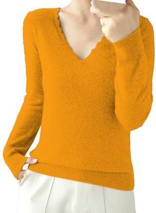 Generic Pull en tricot pour femme avec col en V - Couleur unie - Classique - Confortable - D&eacute;contract&eacute; - Manches longues - Coupe ajust&eacute;e - L&eacute;ger - Tendance - 
