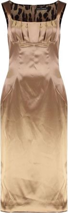 Dolce & Gabbana Femme, Robes, Brun, Taille: 40 FR Robe Longue en Satin avec Fermeture &Eacute;clair