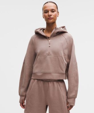 lululemon Scuba Oversized-Hoodie mit halblangem Rei&szlig;verschluss f&uuml;r Frauen - Gr&ouml;&szlig;e XL/2XL in Ashen Rose/Rose Gold