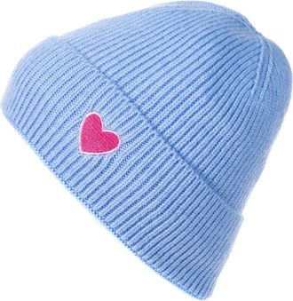 styleBREAKER Damen Strick Beanie mit Herz Stickerei & Fleece Futter | Warme Winterm&uuml;tze Einheitsgr&ouml;&szlig;e 56-59 cm | Weiche gef&uuml;tterte Beanie M&uuml;tze, Farbe:Hellblau