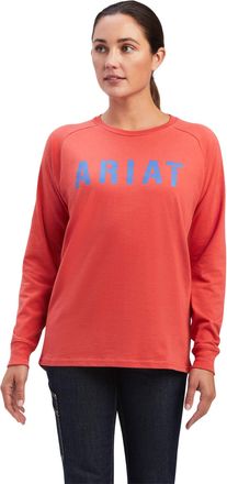 Ariat Womens Rebar CottonStrong Block T-Shirt Long Sleeve in Baked Apple True Navy, Size X-Small, by Ariat