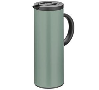cilio Isolierkanne FIRENZE, mint, 1 Liter, Doppelwandiger Edelstahl und Vakuum-Hartglaseinsatz, Schraubverschluss mit Drucktaste, Ideal für Heiß- und Kaltge