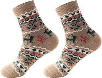 Generic Hiver Nouveau Motif de No&euml;l &Eacute;pais Chaud Milieu Chaussettes Personnalis&eacute;es Mode Chaussettes &Eacute;pais Fil Femmes Gel Chaussettes Hydratantes, kaki, S