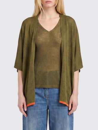 Momoni Cardigan ouvert en m&eacute;lange de lin avec bordures contrastantes