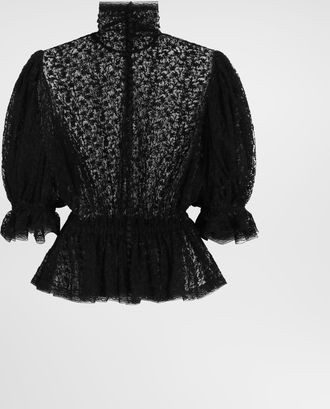 Dolce & Gabbana Top Aus T&uuml;ll Mit Stickerei - Frau Collection Schwarz 44