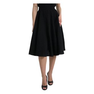 Dolce & Gabbana Schwarzer A-Linien Knielanger Rock - - Skirts - Damen - Schwarzk - XS