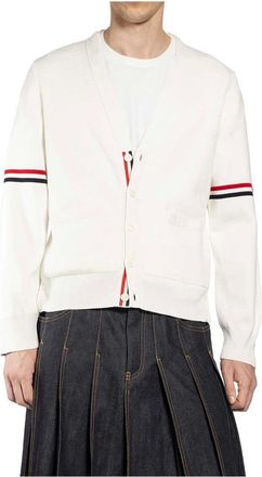 Thom Browne Homme, Pulls, Blanc, Taille: L Cardigans