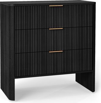 ZJchao Holzschrank mit 3 Schubladen, Wellenmuster, Moderner Nachttisch, Schminktisch f&uuml;r Schlafzimmer, 78 cm Lang, Langlebig, Dichtes Brett, Aufbewahrungsm&ouml;b