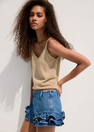 Mango Top maille bretelles sable - Femme - XS - MANGO
