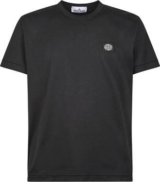 Stone Island Homme, Tops, Noir, Taille: XL T-shirt en coton avec &eacute;cusson logo