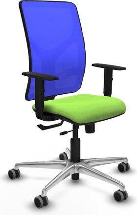 Piqueras y Crespo B&uuml;rostuhl, R&uuml;ckenlehne mit Gitterbezug, 1D-Armlehnen, h&ouml;henverstellbare Lendenwirbelst&uuml;tze, ausgestattet mit Syncro/Traslack und Schneideschaum, Blau/