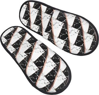 Generic Hiver Pantoufles Marbre Noir Et Blanc Unisexe Pantoufles De Maison Antid&eacute;rapant Chaussons Maison Pour Int&eacute;rieur H&ocirc;tel Voyage M